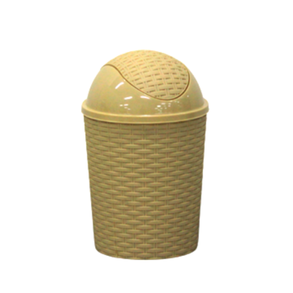 Maldives Dustbin, Round with Rattan Texture and Flip Cover – 3MPlast
