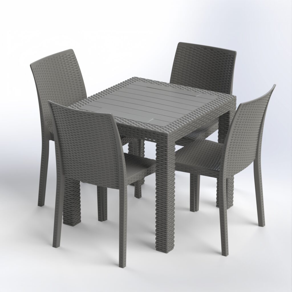 Tripoli Set | 4 Chairs & Square Square Table – 3MPLAST